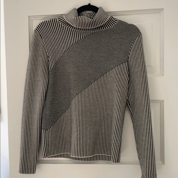 Carven | Sweaters | Striped Carven Black And White Turtleneck Sweater ...